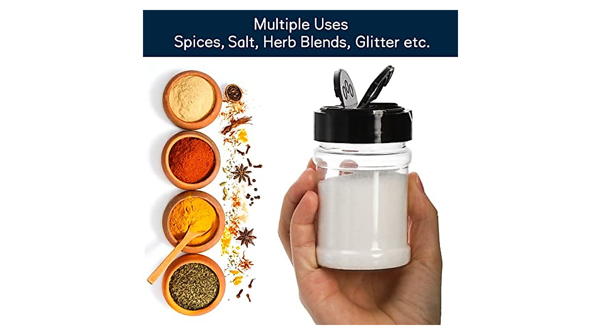 Yesland 20 Pack Plastic Spice Jars - BPA Free 5 Oz Containers for ...