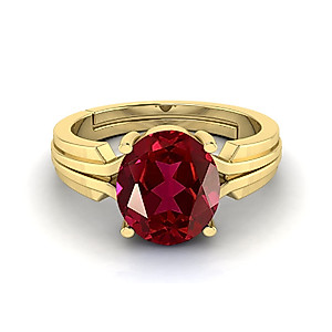 LMDPRAJAPATIS Original Ruby Gold Adjustable Ring Women's Ring 5.25 Ratti / 4.85 Carat Natural Ruby Gemstone Ring