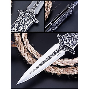 AuRiver Pocket Knife, Stainless Steel Knife with Retro Emboss Patterns and Pocket Clip on Handles for Camping, Fishing or Favorites Gifts