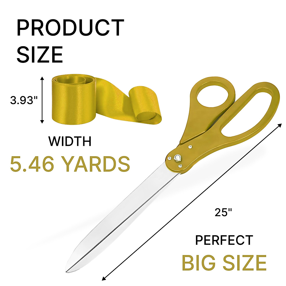 Ribbon Cutting Ceremony Kit Gold – 25 Inch Giant Scissors for Ribbon Cutting Ceremony and Gold Ribbon for Grand Opening Ribbon and Scissors for Special Events Inaugurations and Ceremonies