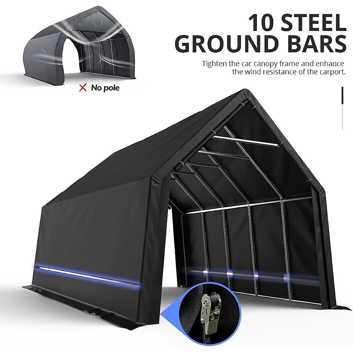 KING BIRD 13' x 20' Heavy Duty Carport Anti-Snow Carport, Full-Size Truck, Outdoor Storage Shelter Shed Instant Garage Car Canopy with Reinforced Ground Bars