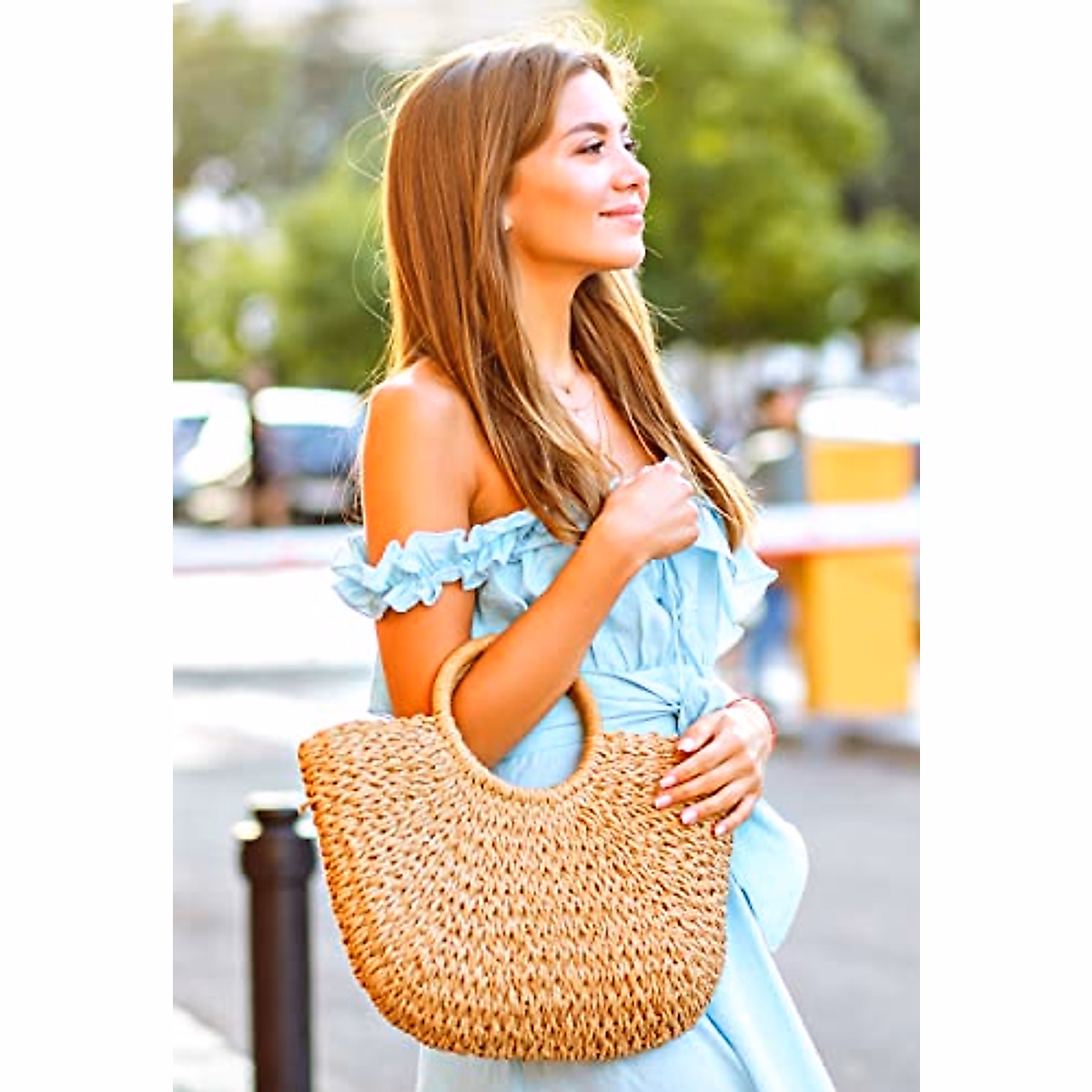 YXILEE Summer Beach bag,Handmade Large Straw Tote Bag Womens Handbag