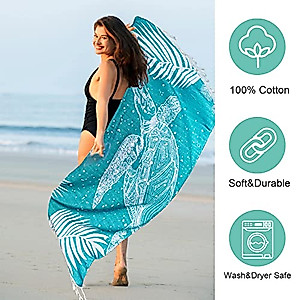 ORTIGIA Turtle Turkish Beach Towel Oversized 36x71INCH Sand Free Quick Dry Towel Extra Large Wearable Bath Towel Highly Absorbent Light Travel Towel for Beach, Bath, Pool, Gym, Yoga(Teal)