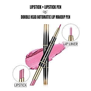 6Pcs Lip Liner and Lipstick Makeup Set, Purple Red/Claret/Vermilion/Pastel Orange/Rose/Ruby Red Lipstick Pen and with Lip Liner Pencil Set Lipstick Gift Set for Daily/Travel/Party/Work