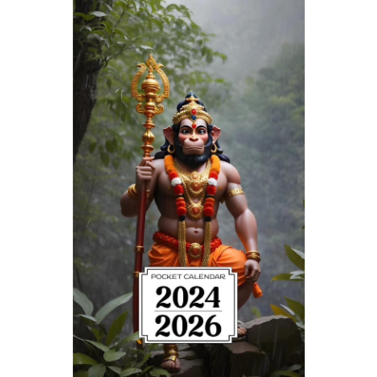 Pocket Calendar 2024-2026: Two-Year Monthly Planner for Purse , 36 Months from January 2024 to December 2026 | Lord Hanuman | Rainy forest