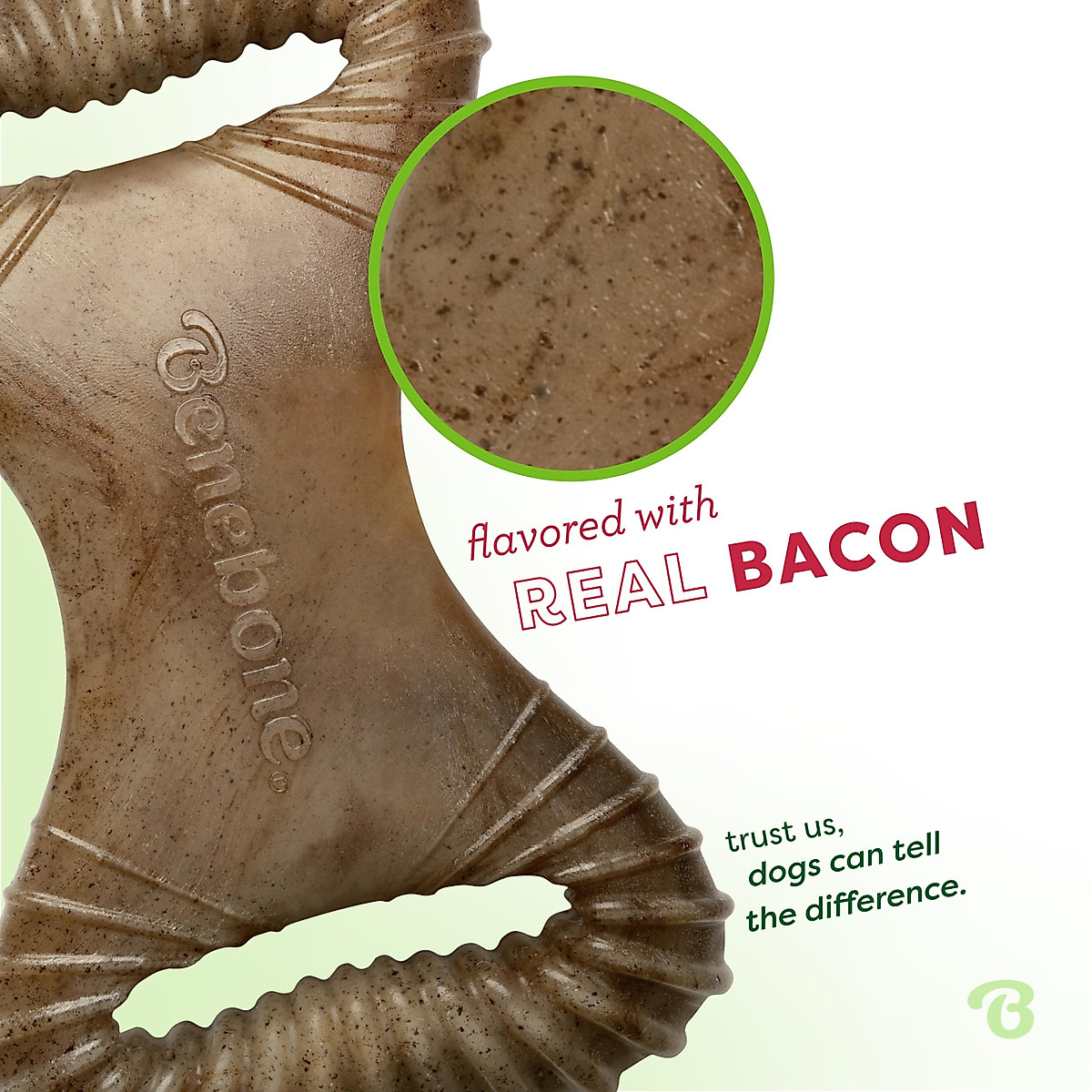 Benebone Dental Durable Dog Chew Toy for Aggressive Chewers, Real Bacon, Made in USA, Large
