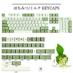 Guffercty kred GTSP XDA Profile Japanese Keycaps 60 Percent PBT 122 Key Green Keycaps Set for Cherry MX Covers Tenkeyless 60% 65% Gaming Keyboard (Matcha)