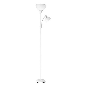 Globe Electric 67136 72" Torchiere Floor Lamp + Adjustable Reading Light, Matte White, Frosted Plastic Shade, 3-Step Rotary Switch on Floor Lamp Socket, Home Improvement, Home Office Accessories