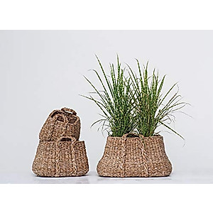 Creative Co-Op Brown Natural Seagrass Handles (Set of 3 Sizes) Baskets