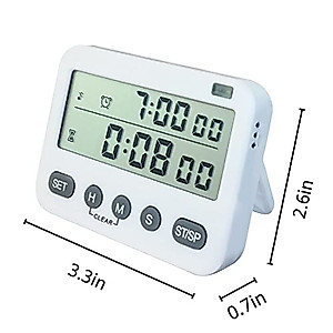 Tuffinix Digital Kitchen Timer Clock - Magnetic Countdown Timer for Cooking Count Up & Down Big Display with Memory Function and Loud Alarm for Kids Homework Gym Baking