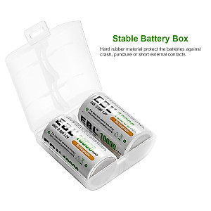 EBL D Cell Batteries 10,000mAh Ultra Pro Ni-MH Rechargeable D Batteries, 4-Pack(Battery Storage Case Included)