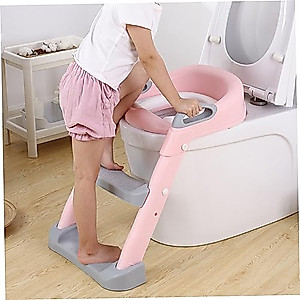 Toddler Toilet Seat and Step Kids Folding Potty Training Toilet Seat with Handle and Ladder Adjustable Toilet Ladder Seat Rose