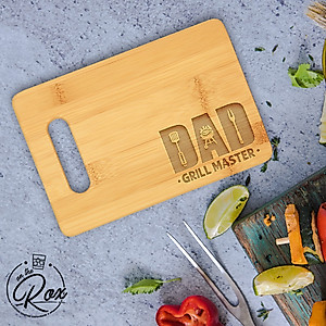 On The Rox Gifts for Dad - Dad Grill Master Cutting Board (9”x6”) - Personalized Dad Gifts for Men - Engraved Bamboo Board for Grill Fathers, Papa, Stepdad - Best Dad Ever Birthday, Fathers' Day Gift