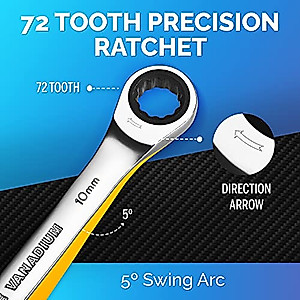 TOOLGUARDS 10mm Ratchet Wrench SLIM DESIGN 10mm Wrench