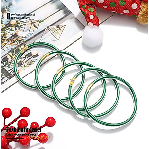 Sakytal St Patricks Day Jelly Bangles Bracelets Set Green Filled Jelly Silicone Bracelet Sparkling Fashion Bangle Bracelet for Women (Green)