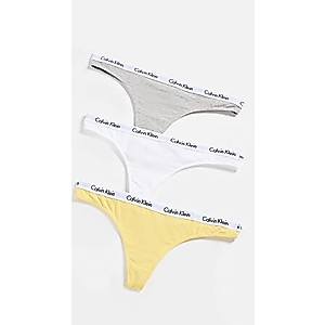 Calvin Klein Underwear Women's Carousel Thong Pack, Lime/White/Grey Heather-925, L