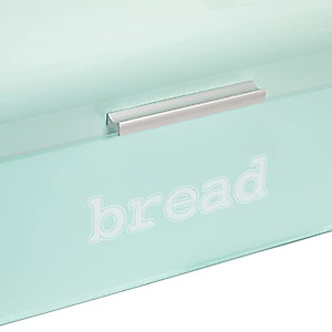 Juvale Stainless Steel Bread Box for Kitchen Countertop, Large Bread Box Bagel Bin for 2 Loaves, English Muffins (Mint Green, 17 x 9 x 6.5 In)