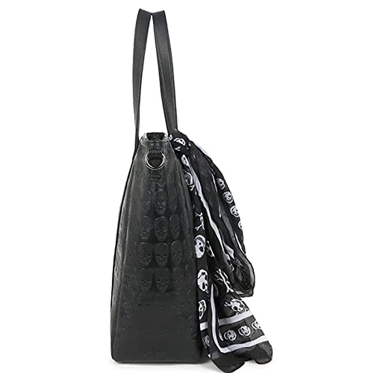 FiveloveTwo Women Handbag and Purses PU Satchel Skull Rivet Shoulder Tote Top-Handle Bag Black
