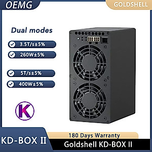 New Goldshell KD Box II Kadena KDA ASIC Miner Dual Mode 5TH/s 400W or 3.5TH/s 260W with 110V-240V 750W PSU and Cord(KD Box II)