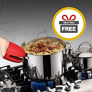 GOURMEX 21-Quart Induction Stock Pot | Stainless Steel Soup Pot with See Through Lid Glass Lid | Grade Heavy Duty Large Stockpot | Compatible with All Heat Sources | Dishwasher Safe