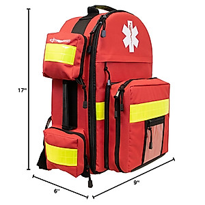 Primacare KP-4183 Trauma Emergency Medical Supplies Tactical 17"x6"x9" Trauma Back Pack Bag for Holding O2 Tank