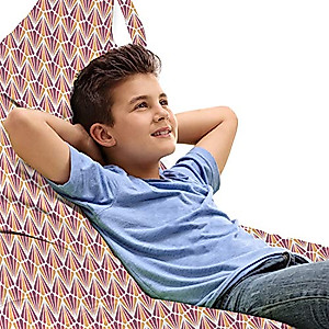 Ambesonne Nostalgic Lounger Chair Bag, Vintage Classic Theme Shell Shaped Colorful Motifs Illustration, High Capacity Storage with Handle Container, Lounger Size, Mauve Orange and Dried Rose