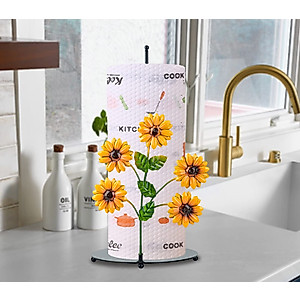 Sunflower Paper Towel Holder Countertop Black Paper Towel Holder Stand Kitchen Paper Towels Holder Papertowel Holder Standing Paper Towel Holder Weighted Paper Towel Holder without Paper Towel