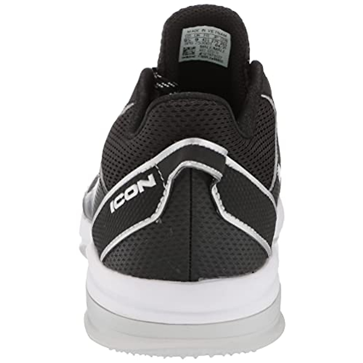 adidas Men's Icon 7 Turf Baseball Shoe, Black/White/Silver Metallic, 12