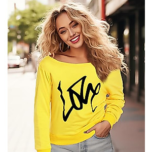AM CLOTHES Sweatshirt for Women Off Shoulder Oversized Sweatshirts Long Sleeve Sweaters Shirts Tops 3X-Large 01-yellow