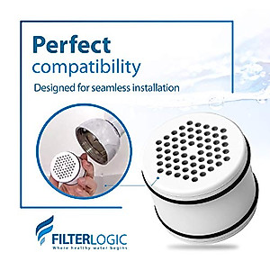 Filterlogic WHR-140 Shower Filter Replacement Cartridge for Culligan® WHR-140, WSH-C125, ISH-100, HSH-C135, Shower Head Water Filter, with Advanced KDF Filtration Material, 3 Pack