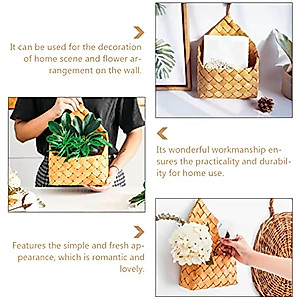 Cabilock Air Plants Hanging wicker basket Hand- Woven Wood Storage Basket Magazine Basket Wall Hanging Flower Holder Wooden Plants Basket for Plants Succulent Wall Decor