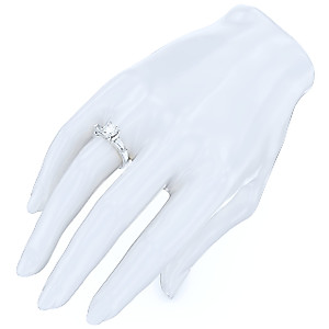 PRSTANI Sterling Silver Tapered Baguette and Round Brilliant Cut Simulated Diamond Three-Stone Promise Engagement Ring For Women (8)