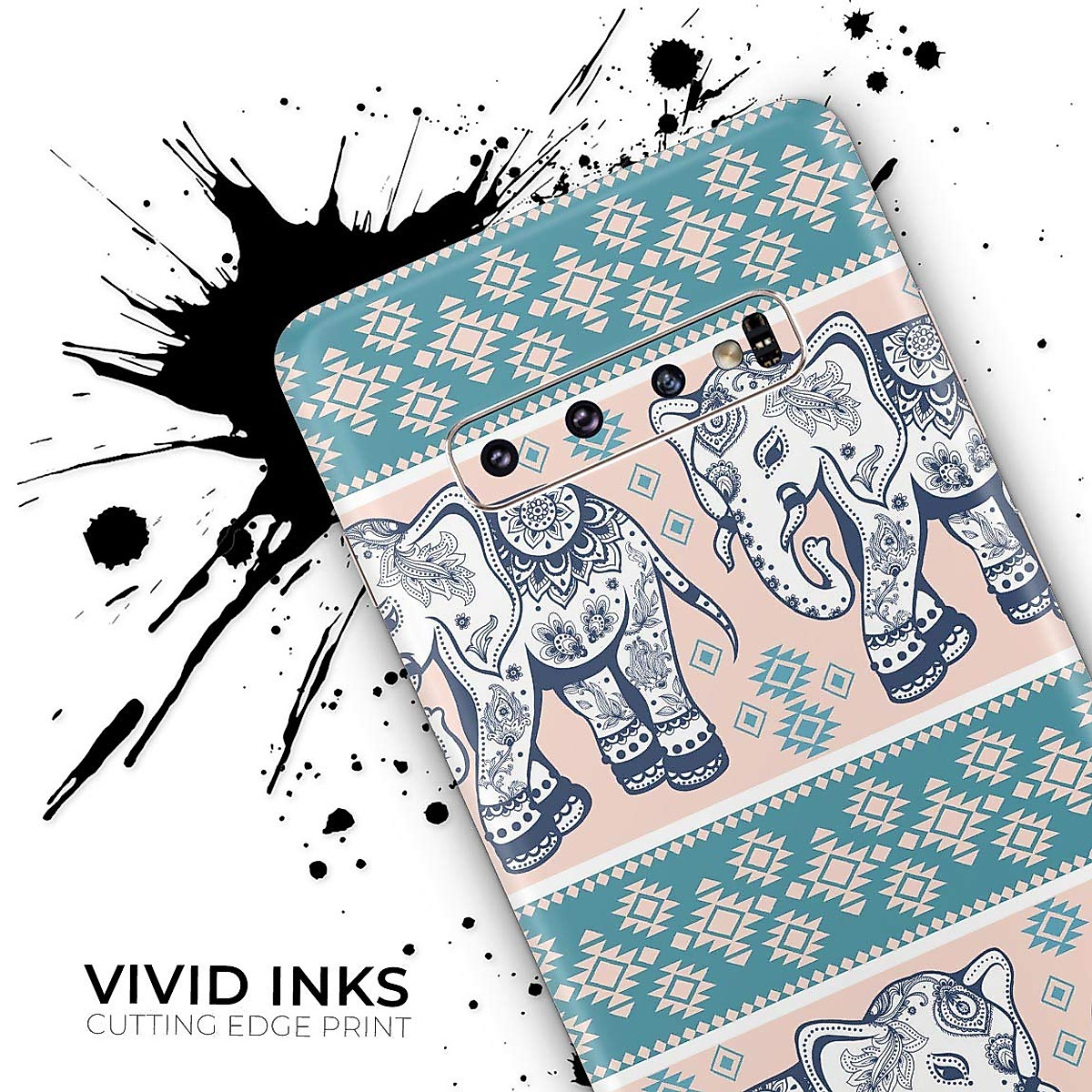 DesignSkinz Walking Sacred Elephant Pattern V2 Protective Vinyl Decal Wrap Skin Cover Compatible with The Samsung Galaxy S20 (Screen Trim & Back Glass Skin)