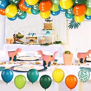 Green Orange Yellow Balloons, 60 PCS 12 Inch Sage Green Yellow Blue Latex Balloons for Boys Girls Jungle Themed Birthday Wedding Graduation Baby Shower Safari Dinosaur Party Decor