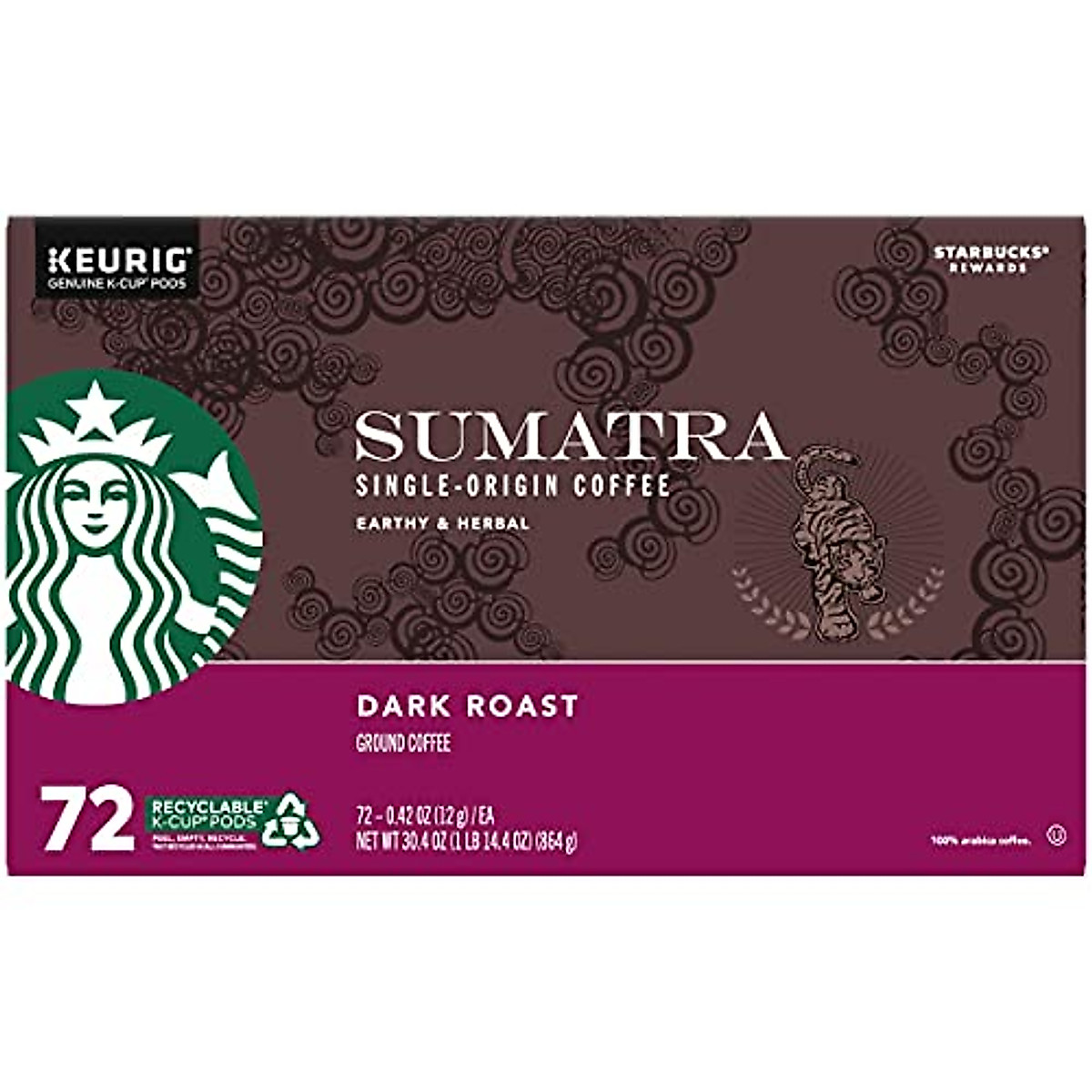 Starbucks 72 Count Sumatra Coffee, 0.41 Ounce