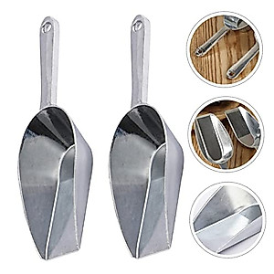 Zerodeko 2pcs Ice Scoop Condiments Scoop Metal Food Scoop Kitchen Scoops Pooper Scooper Metal Ice Cube Candy Stainless Steel Ice Scoop Professional Bar Scoop Professional Ice Scoop Silver
