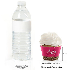 Big Dot of Happiness - Chic 60th Birthday - Pink and Gold - Birthday Party Decorations - Party Cupcake Wrappers - Set of 12