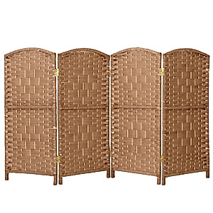 Red Lantern 3 ft. Short Diamond Weave Fiber Folding Screen - Natural - 4 Panel