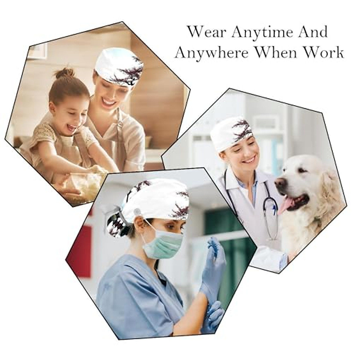 2-Pc Gourd-Shaped Working Cap,Fisherman Hat with Buttons and Cotton Sweatband,Ink Painting Mountain