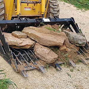 Titan Attachments 72in Skeleton Rock Bucket with Bolt-On Teeth, Skid Steer Quick Tach, Reinforced Side Cutters