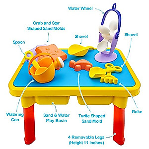 SOWOW Sand and Water Table for Toddlers – 3in1 Indoor & Outdoor Water Table for Kids – Portable Baby Water Table with Cover and Toddler Beach Toys – Sensory Bin Table for Babies & Toddlers
