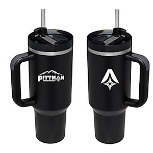 Pittman Outdoors 30oz. Hydration Tumbler with Comfort Soft Handle, Black - Vacuum Insulated Travel Coffee and Drink Mug