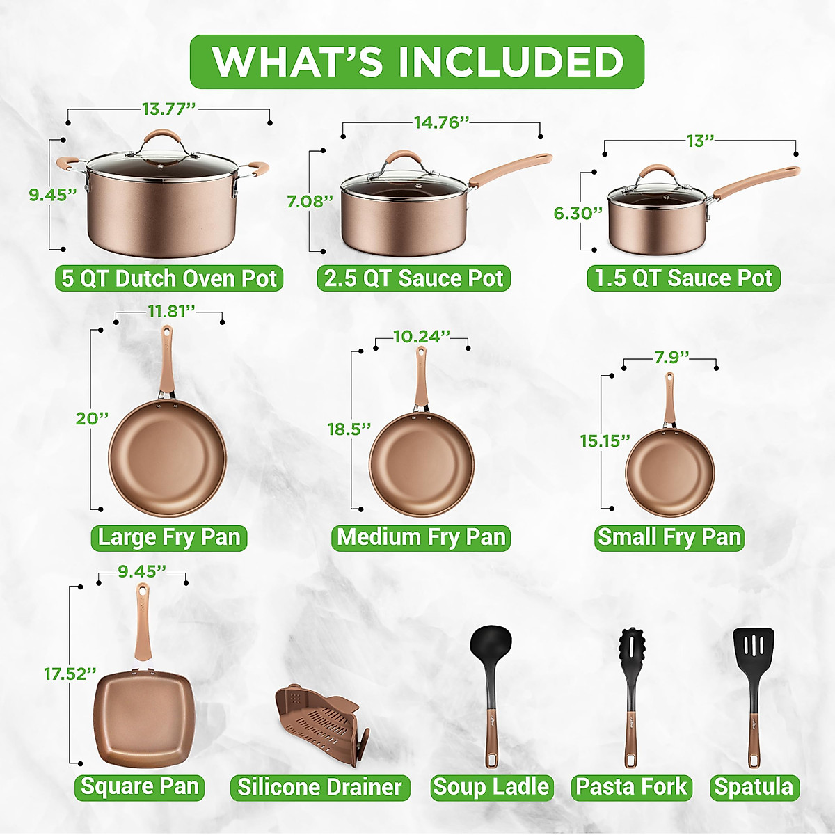 NutriChef 20-Piece Nonstick Kitchen Cookware Set - PFOA/PFOS-Free Heat Resistant Lacquer Kitchenware w/ Bakeware, Frying Pans, Cooking Pots, Utensils