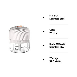 DmofwHi Electric Garlic Chopper,Cordless Mini Chopper With USB Rechargeable,304 Stainless Steel Blade,250ml Portable Electric Mini Food Chopper for Garlic,Ginger,Onion,Meat-Cream White