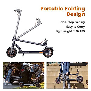 NAVEE Electric Scooter N40,600W Max Power,10" Pneumatic Tires,25-30 Miles Range & 19MPH Speed, Dual Brake System,IPX4 Waterproof, Commuter E-Scooter for Adults 220lbs