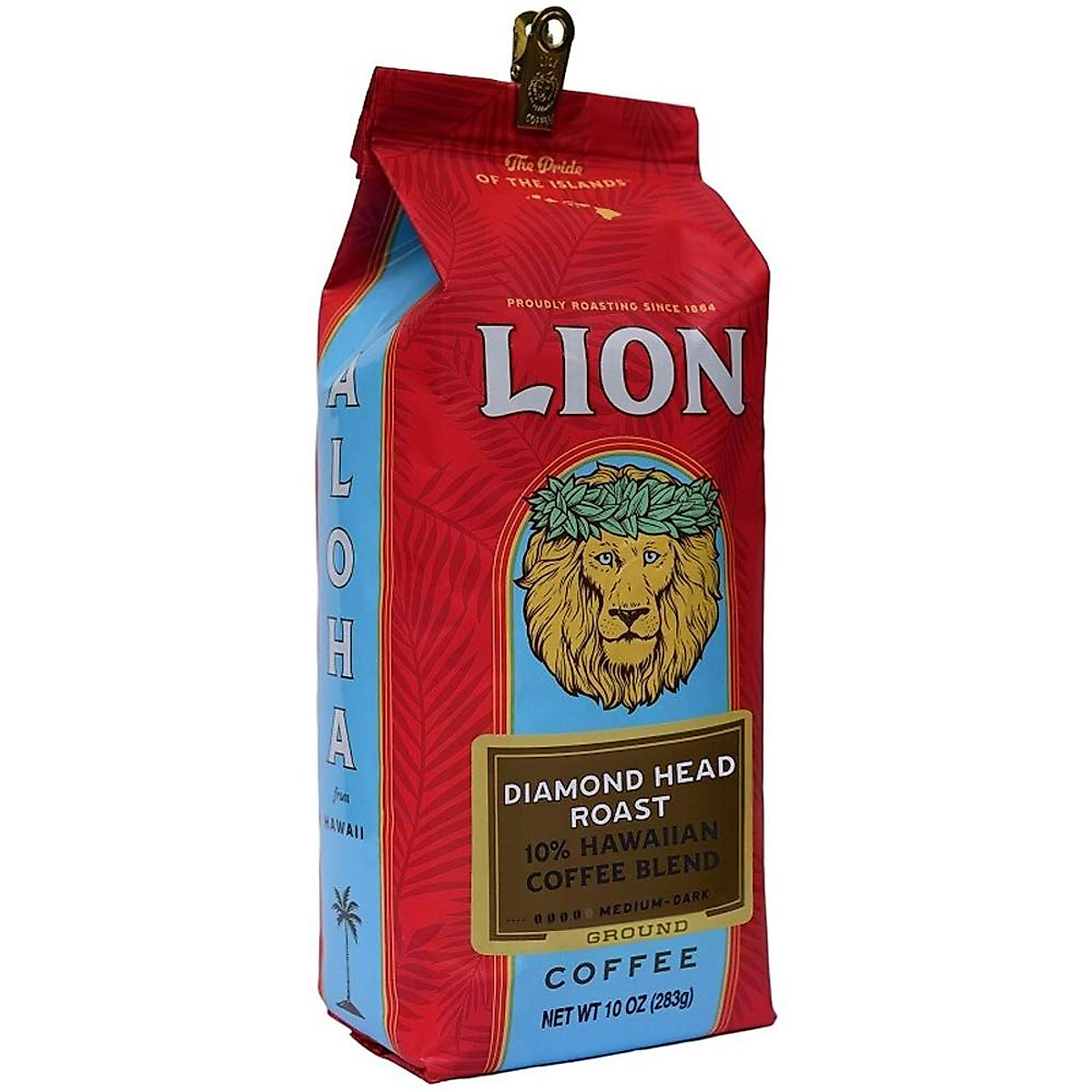 Lion Coffee, Diamond Head Roast, 10% Hawaiian Blend, Ground, 10 Ounce Bag