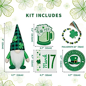St Patricks Day Decorations, St Patricks Day Gnome Tiered Tray Decor, Shamrock Gnomes Plush,Irish Wood Signs, St Patrick Bead Garland, Rustic Irish Shamrock Items, Happy Saint Patrick’s Day Decor