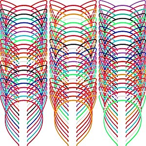 Chunyin 70 Pcs Cat Ears Headband for Kids Girls Women Plastic Headbands, 14 Colors (5 Pieces for Each Color)