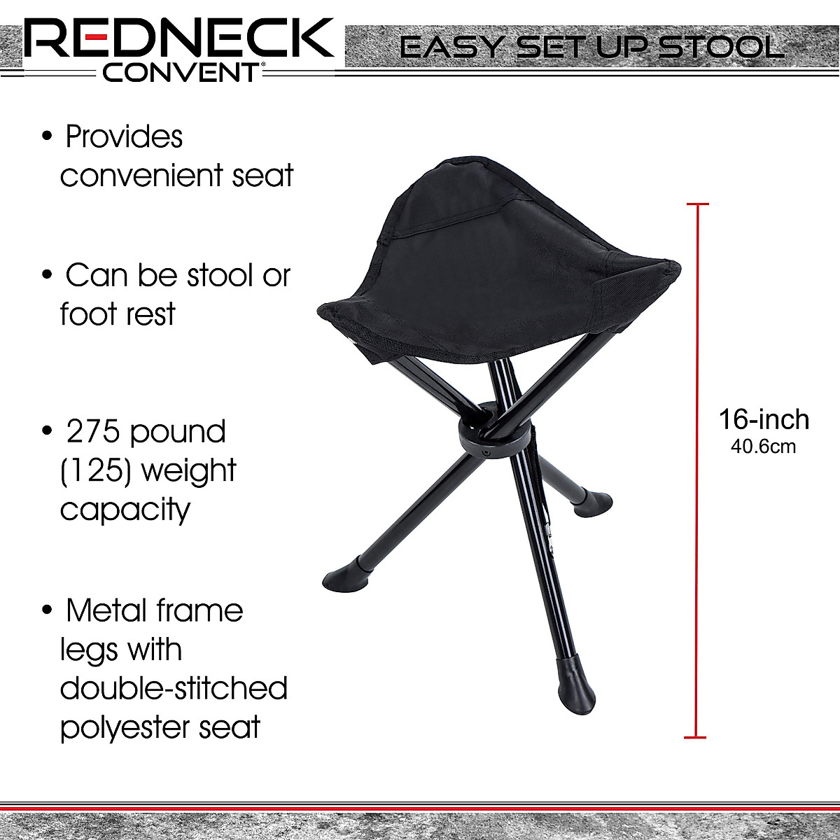 Redneck Convent RC Folding Camping Stool Tripod Compact Hunting Chair - Portable 3 Legged Stool Ultralight Backpacking Chair