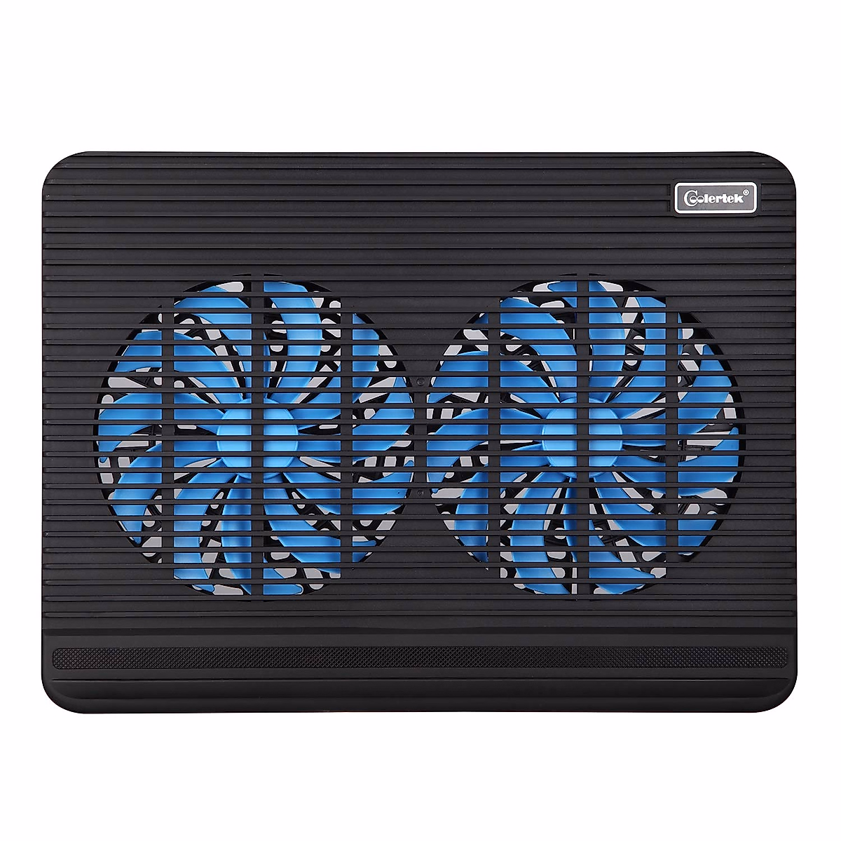 Laptop Cooling Pad, Coolertek USB Powered Laptop Cooler, 2 Blue Silent Big Fans, Height Adjustable Non-Slip Laptop Stand with Dual USB 2.0 Ports, Fits 11-17 Inch Notebook - Black (N2)